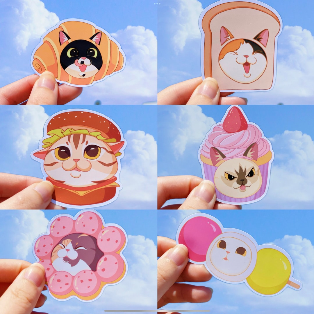6pcs Cat Food Cute Stickers/ Waterproof Sticker/ Weatherproof/ Cute ...