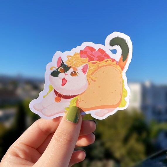 Taco Cat Sticker/ Waterproof Sticker/ Weatherproof/ Cute - Etsy