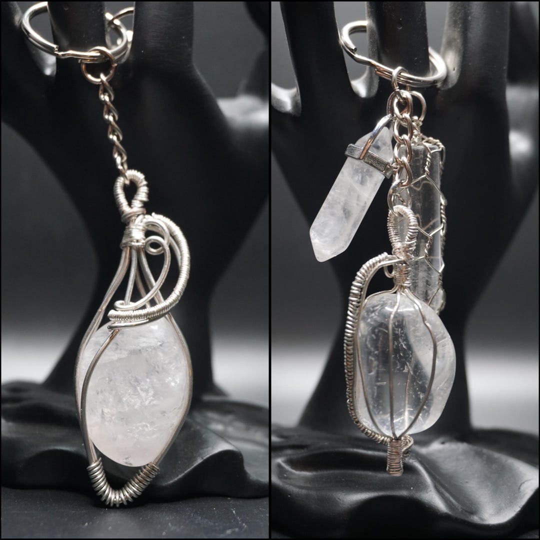 Clear Quartz Silver Keychains - Etsy