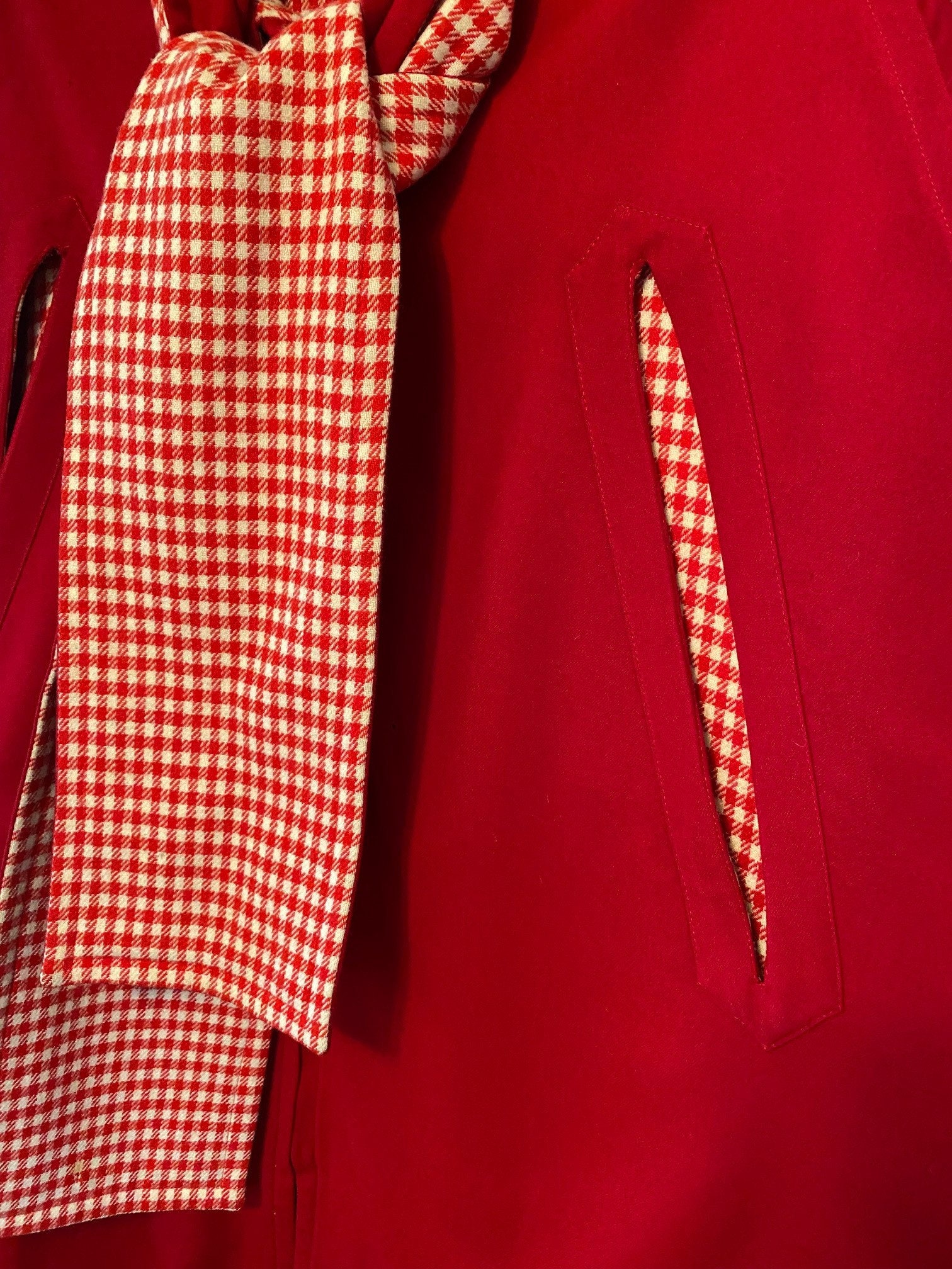 Vintage Reversible Red and Gingham Cape With Scarf - Etsy