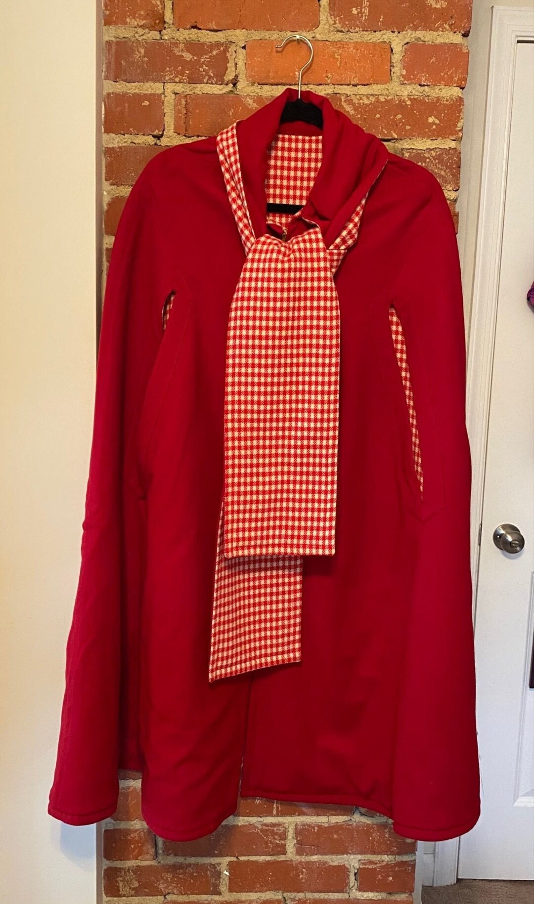 Vintage Reversible Red and Gingham Cape With Scarf - Etsy