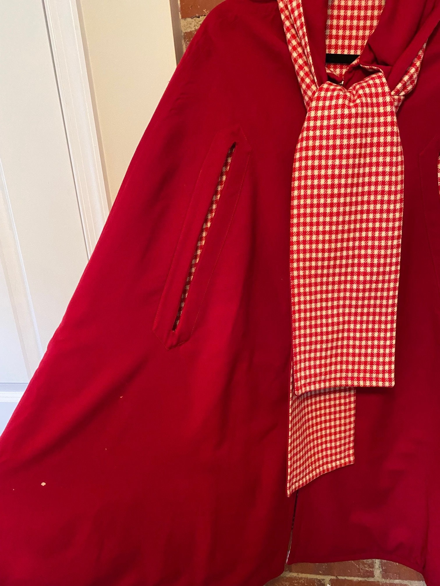 Vintage Reversible Red and Gingham Cape With Scarf - Etsy