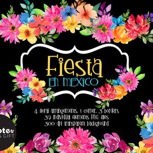 Fiesta Mexicana Clipart, Mexican Flowers, Multicolor, Clip Arts Flowers ...