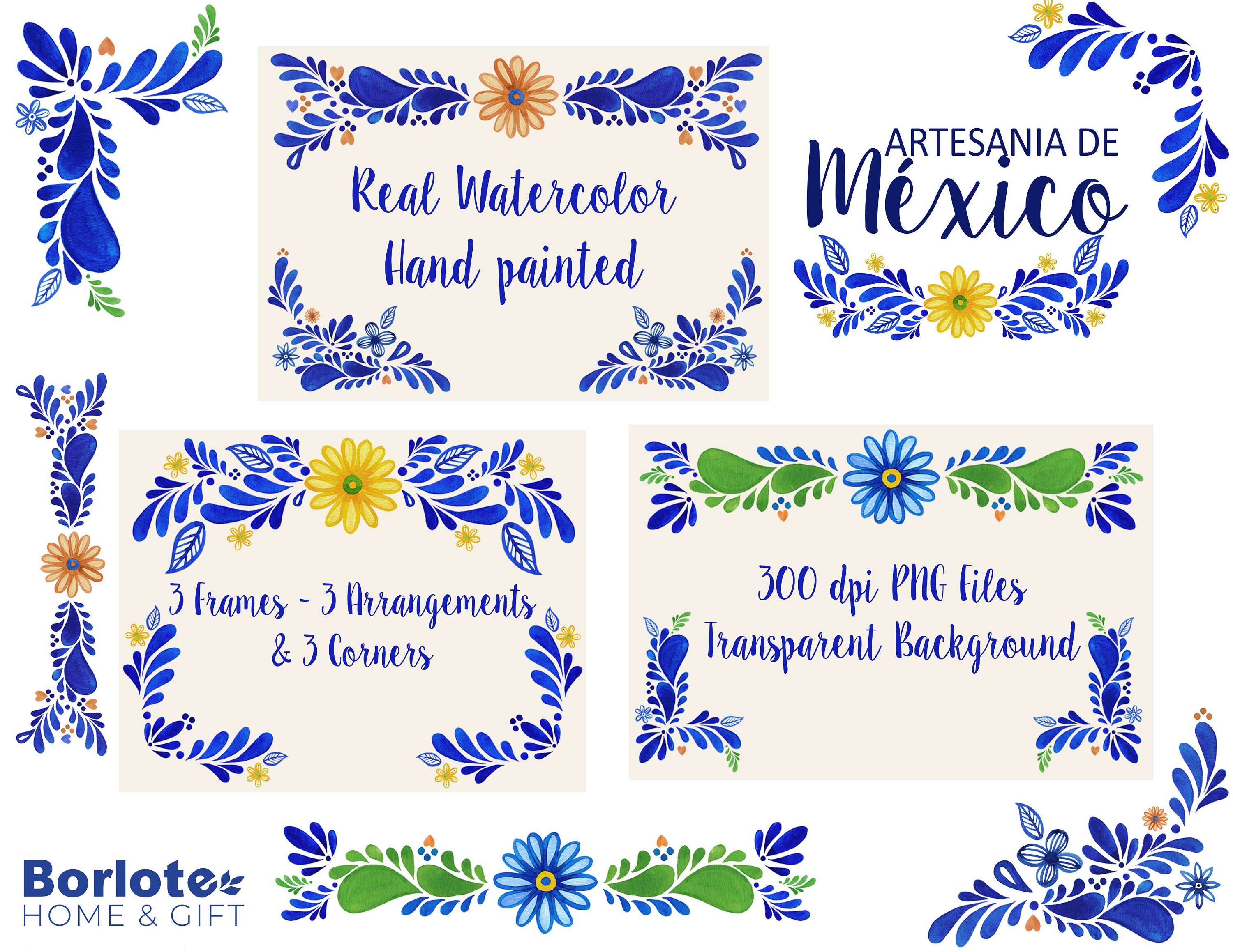 Mexican Watercolor, Mexican Wedding Clip Arts, Mexican Patterns ...