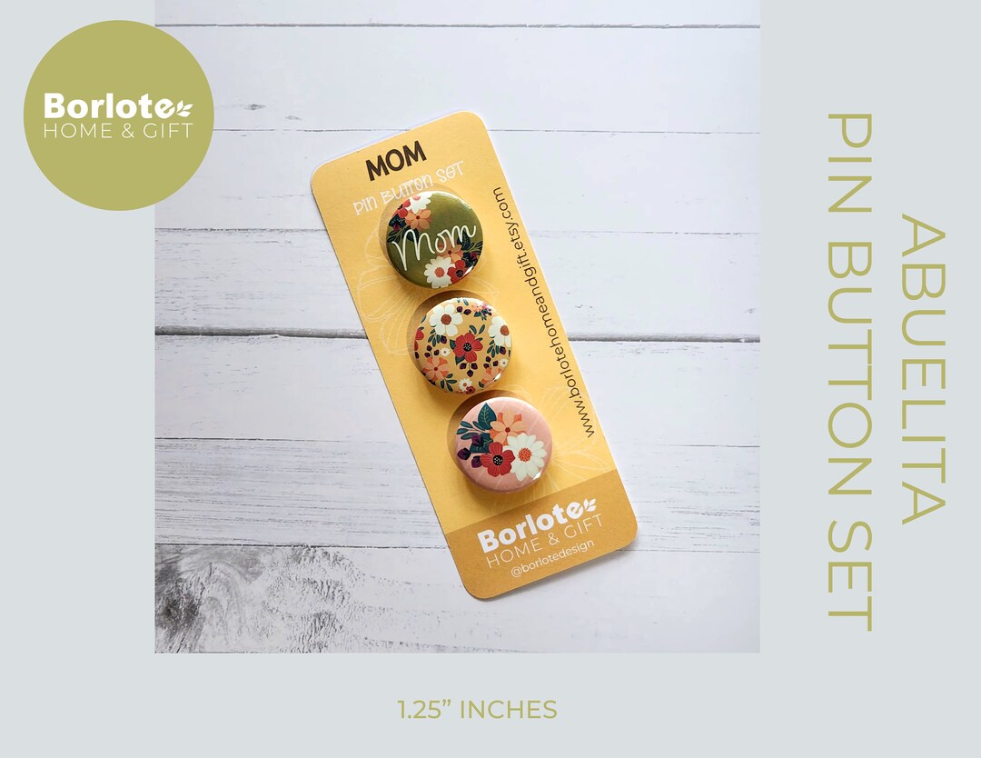 MOM Button Set, Mom Gift, Button Set, Cute Buttons, Floral Pin, Buttons ...