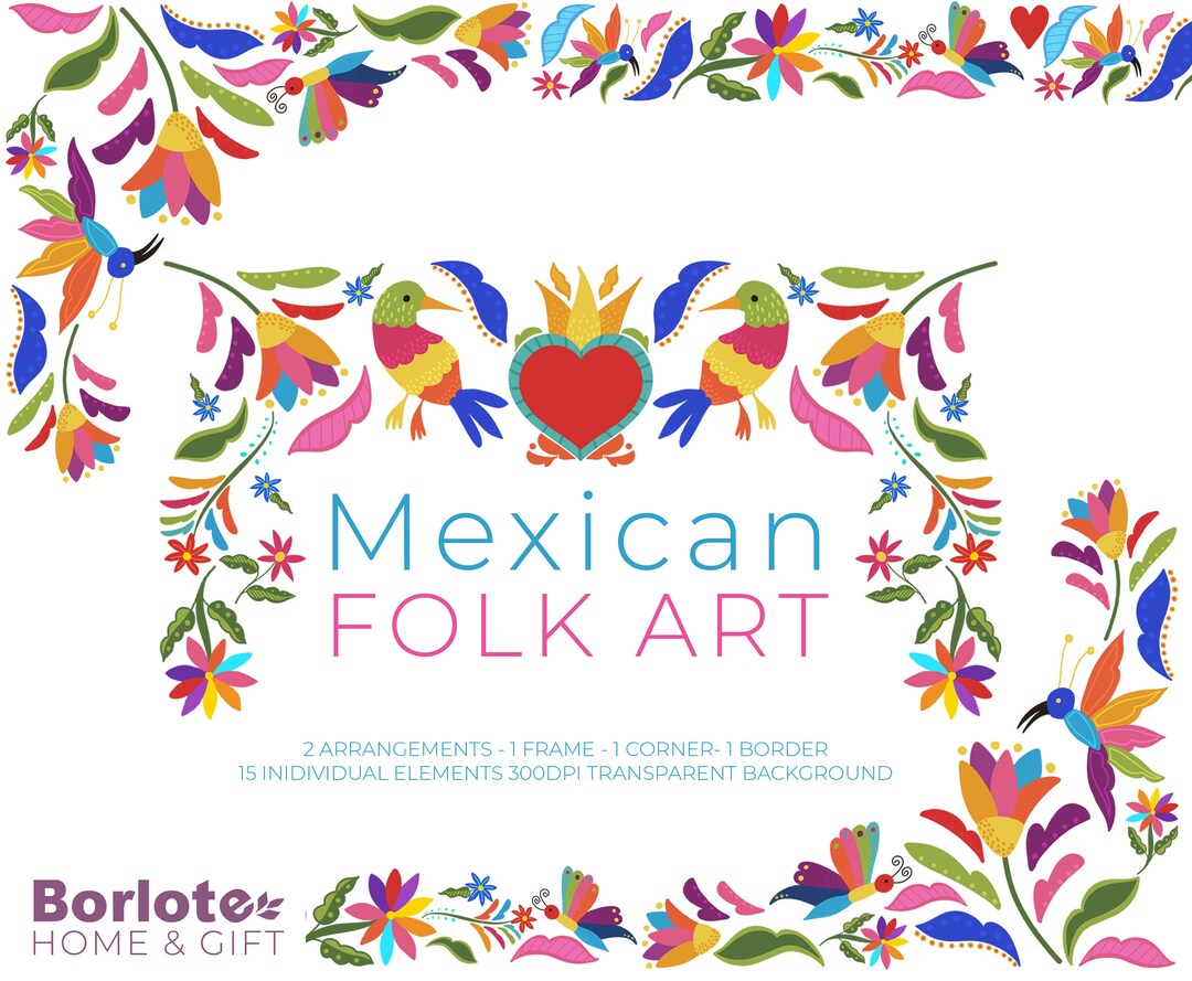 MEXICAN FOLK Art Clipart, Mexican Wedding, Outdoor Wedding, Colorful ...