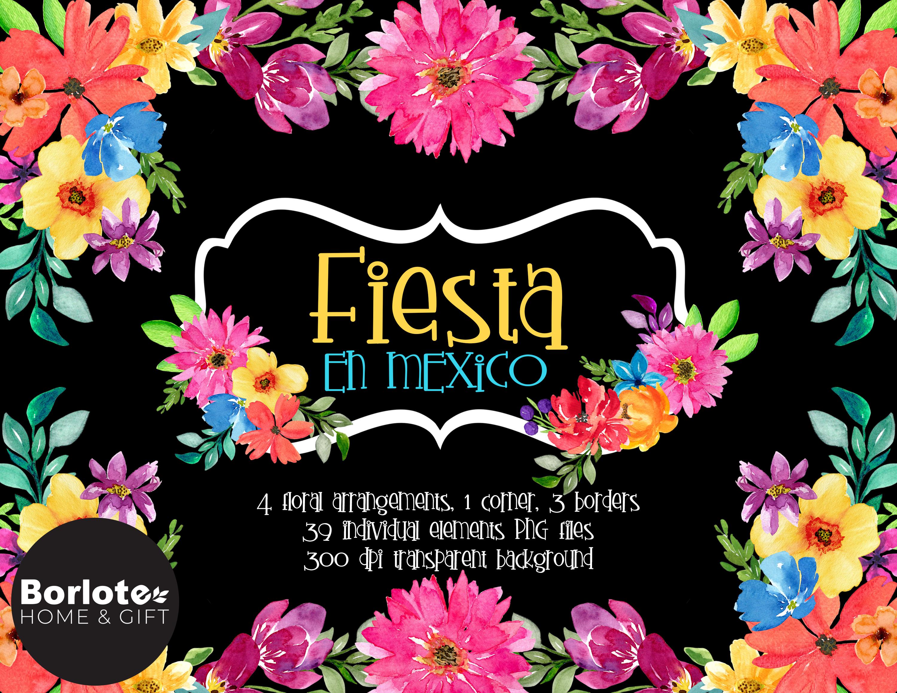 Fiesta Mexicana Clipart, Mexican Flowers, Multicolor, Clip Arts Flowers ...