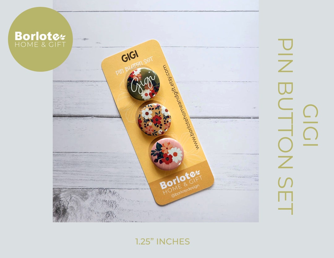 GIGI Button Set, Mom Gift, Button Set, Cute Buttons, Floral Pin ...