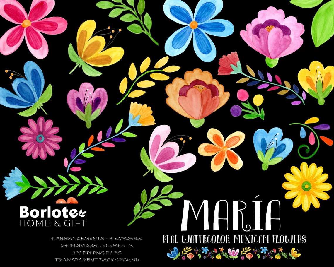 Mexican Watercolor, Mexican Wedding Clip Arts, Mexican Patterns ...