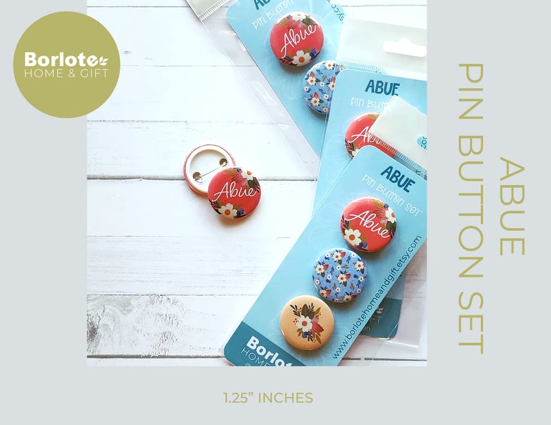 Abue Button Set, Abuela Mexicana Button Set, Cute Buttons, Mexican Pin ...