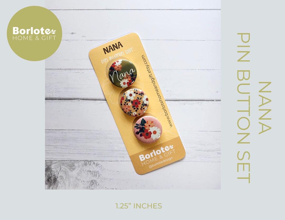 NANA Button Set, Mom Gift, Button Set, Cute Buttons, Floral Pin ...