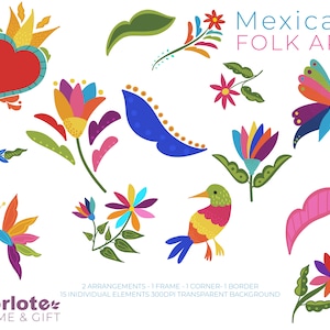 MEXICAN FOLK Art Clipart, Mexican Wedding, Outdoor Wedding, Colorful ...