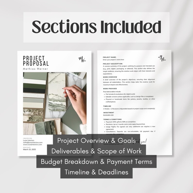 Minimalist Project Proposal Template, Canva Template, Creative Proposal, Design Proposal ...