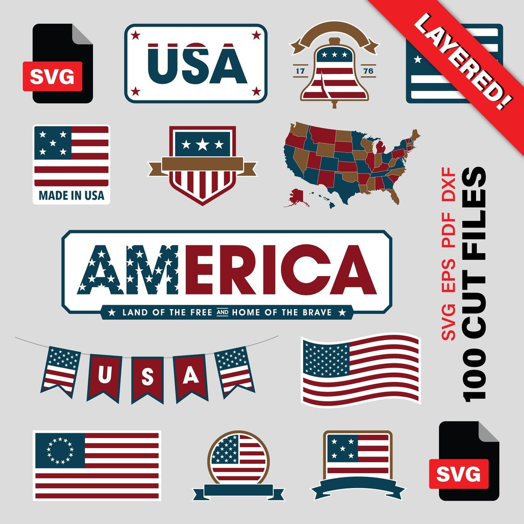 100 Patriotic Cut Files, USA Svg, American Flag Svg, Cricut Svg, Usa ...