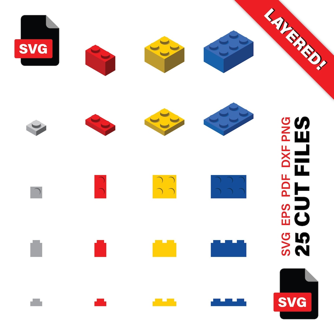 Construction Bricks Clipart, 25 Blocks SVG, Cut Files (digital Download ...