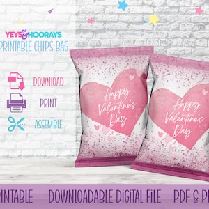 Instant Download Valentines Day Printable Chip Bag - Etsy