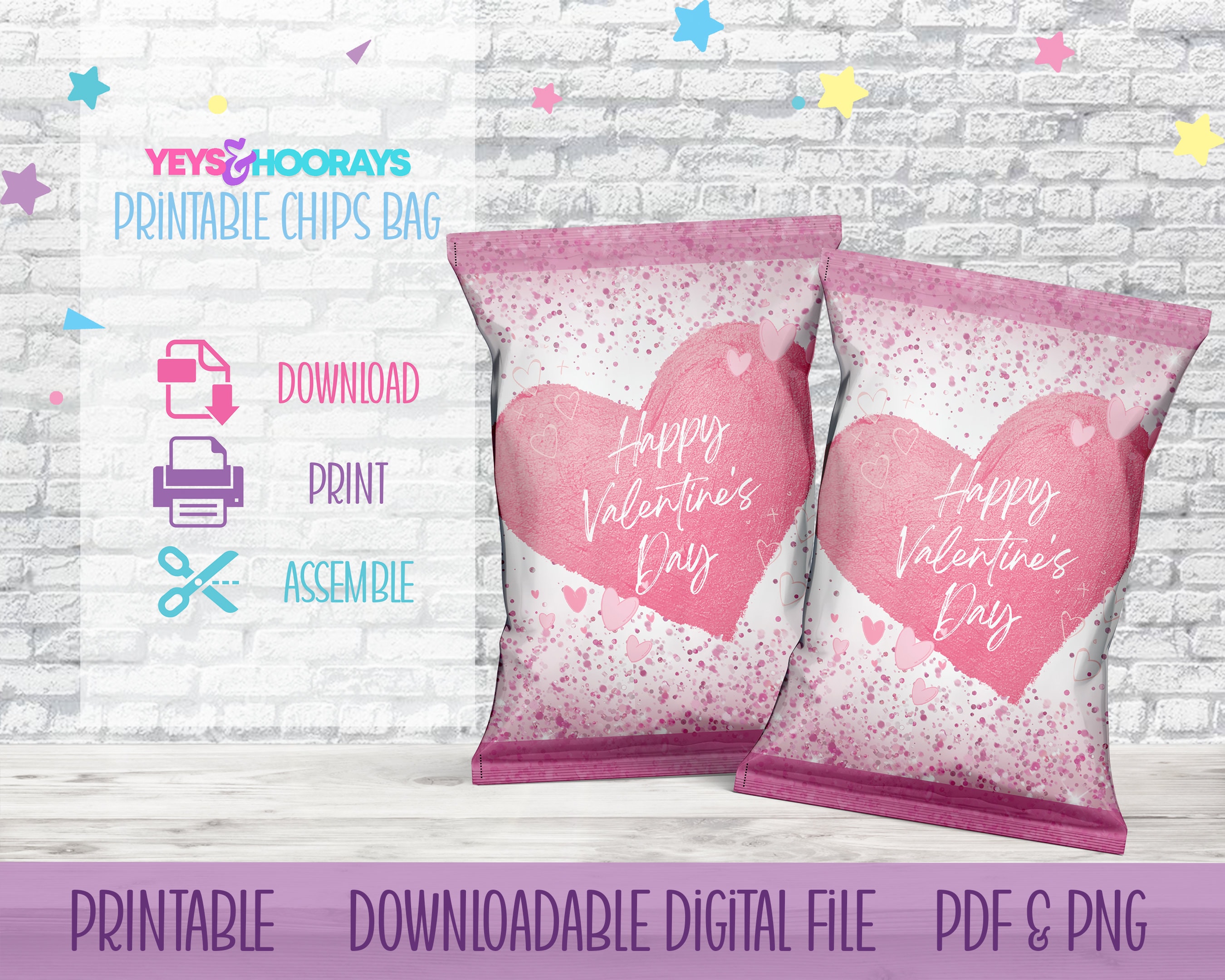 Instant Download Valentines Day Printable Chip Bag - Etsy