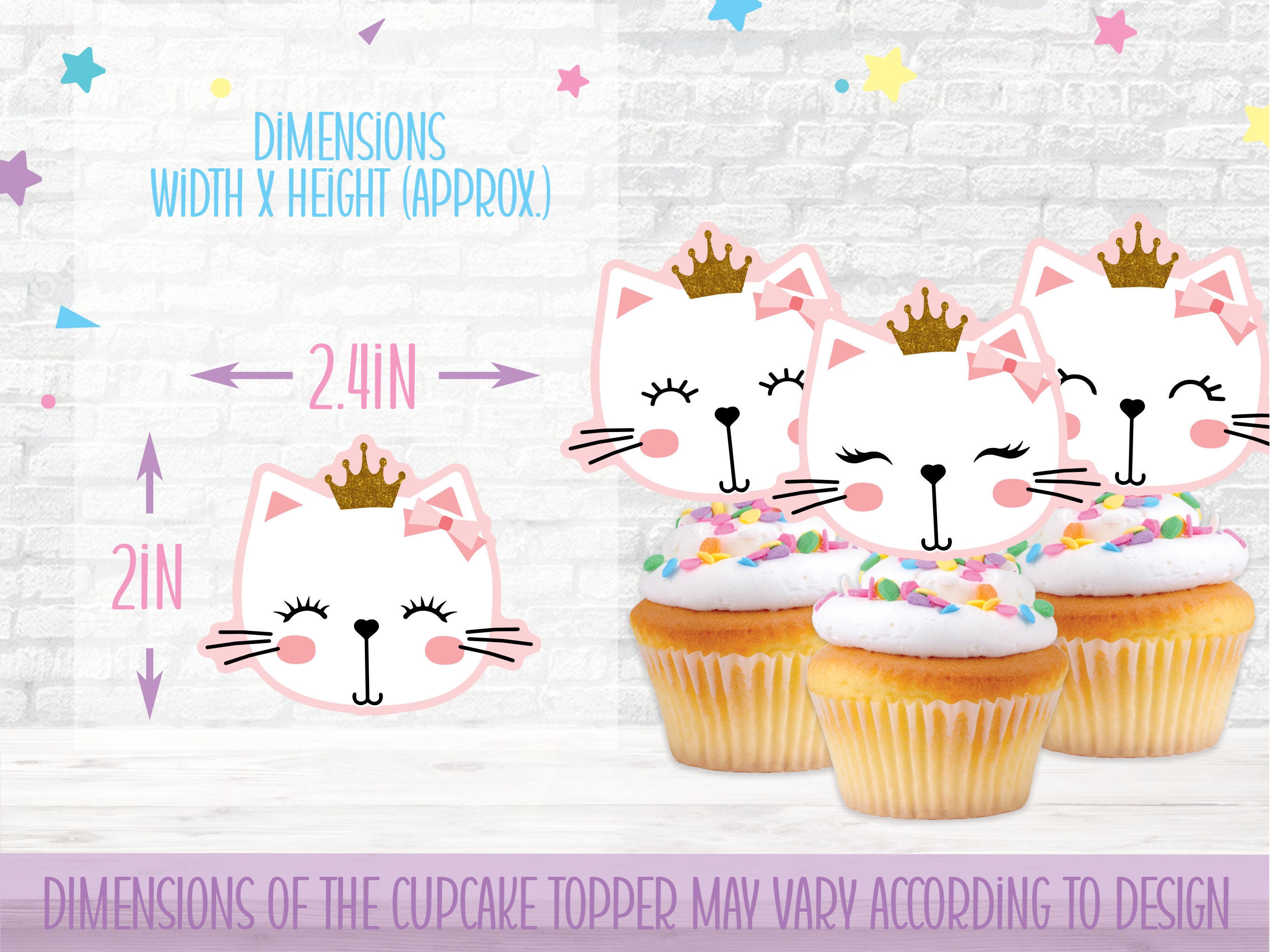 Instant Download Printable White Cat Cupcake Toppers - Etsy