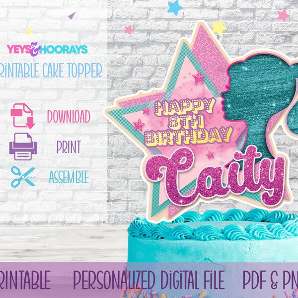 Barbie Cake Topper Printable - Etsy