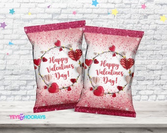 Valentine Chips Bag, Valentine's Day Chip Bags, Printable Digital ...