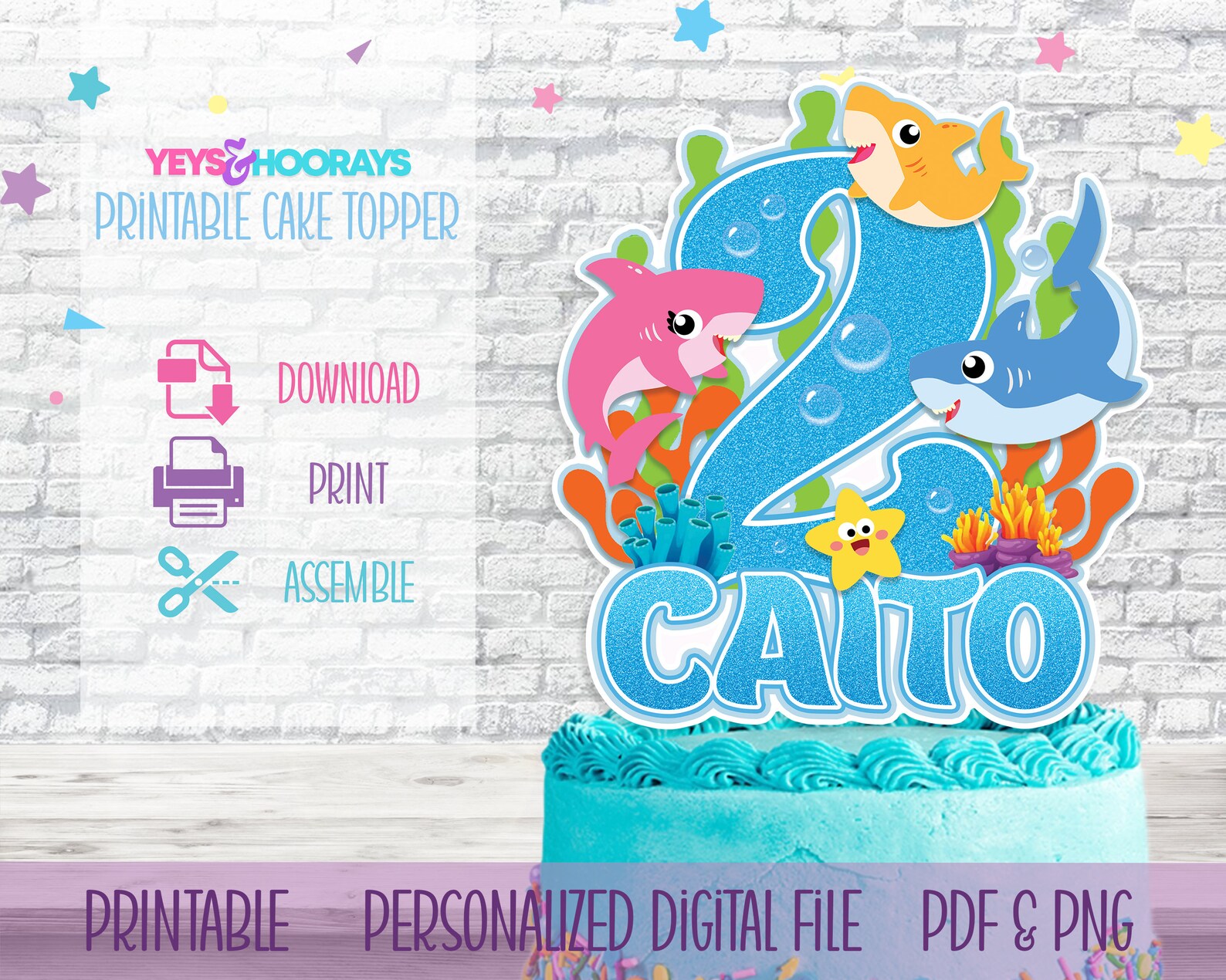 Printable Vector Shark Cake Topper and Centerpiece - Etsy