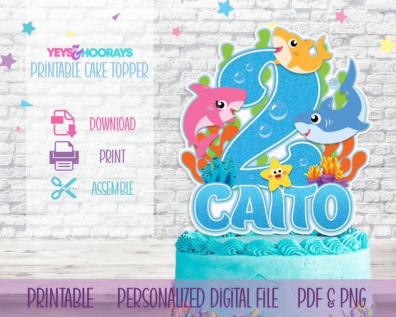 Printable Vector Shark Cake Topper and Centerpiece - Etsy