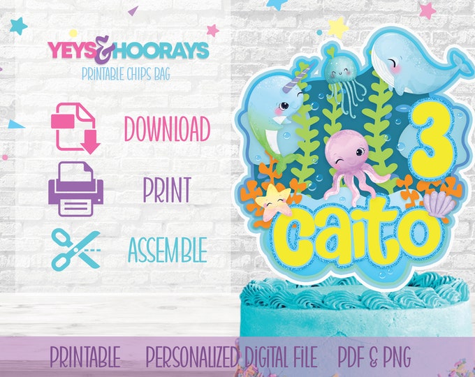 Under the Sea Cake Toppers, INSTANT DIGITAL DOWNLOAD, Printable ...