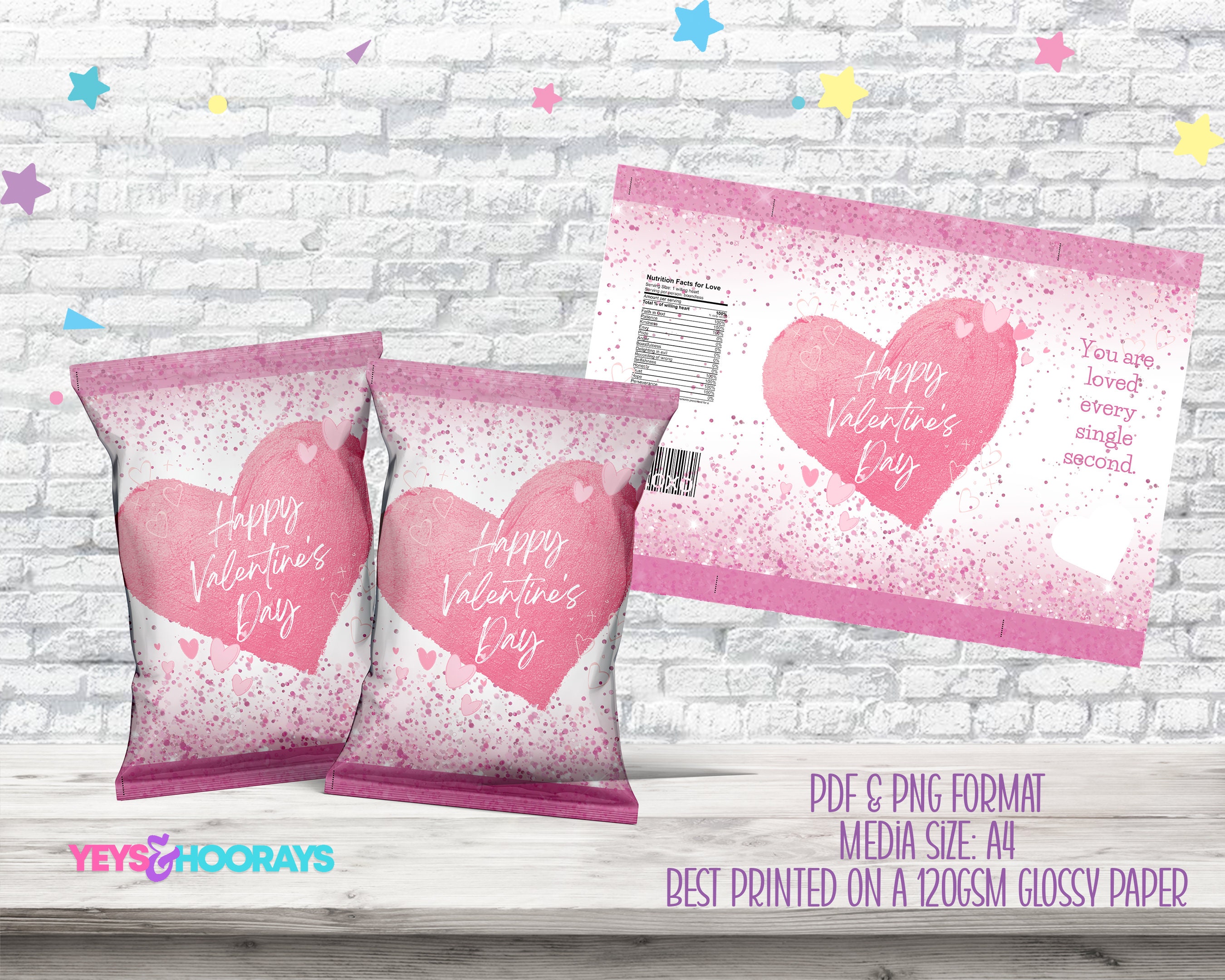 Instant Download Valentines Day Printable Chip Bag - Etsy