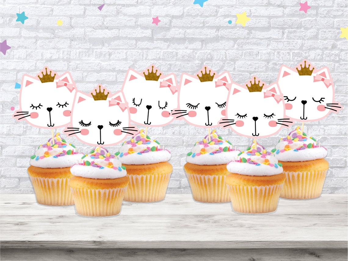 Instant Download Printable White Cat Cupcake Toppers - Etsy