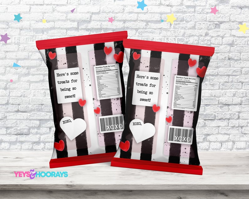 Valentines Day Printable Heart Chip Bag - Etsy