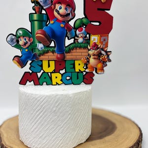 Super Mario Cake Topper – Personalized Mario Birthday Decoration ...