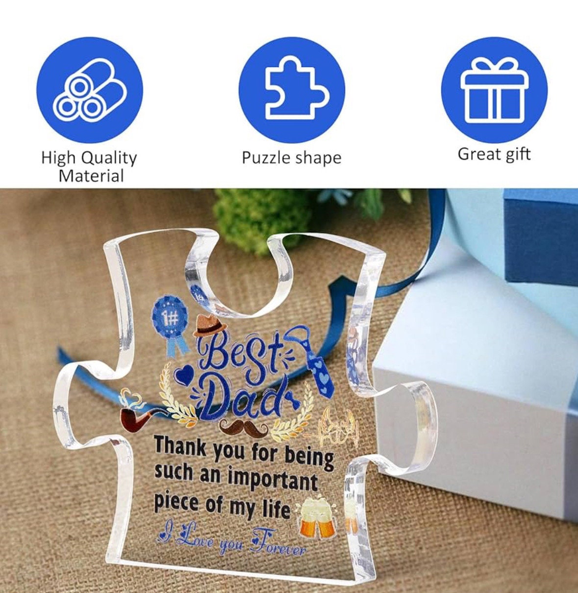 Dad Puzzle Piece Shaped Acrylic Plaque Father's Day Birthday Gift. - Etsy