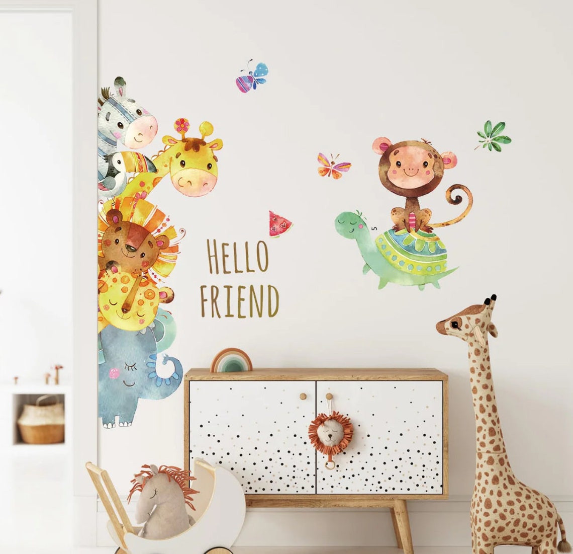 Cartoon Jungle Animal Wall Stickers - Etsy