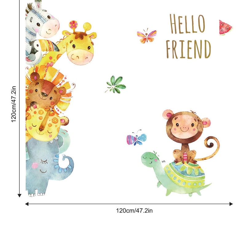 Cartoon Jungle Animal Wall Stickers - Etsy