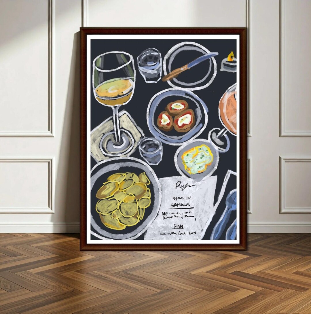 Wine Bar Table Print – Impressionist Food & Drink Art - Etsy
