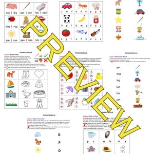 Phonics Lessons for Kindergarten Digital Downloadable Worksheets -8 ...