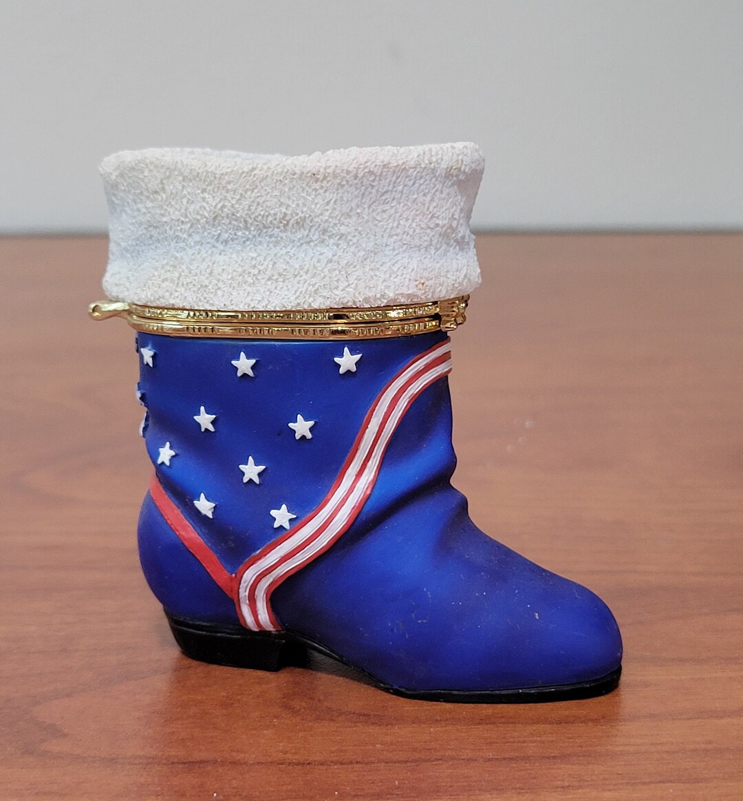 Vintage Pipka Patriotic Santa Boot Trinket Jewelry Box, Signed 2003 - Etsy