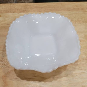 Vintage Smith Glass Co Milk Glass Square Based Flair Candy or Trinket ...