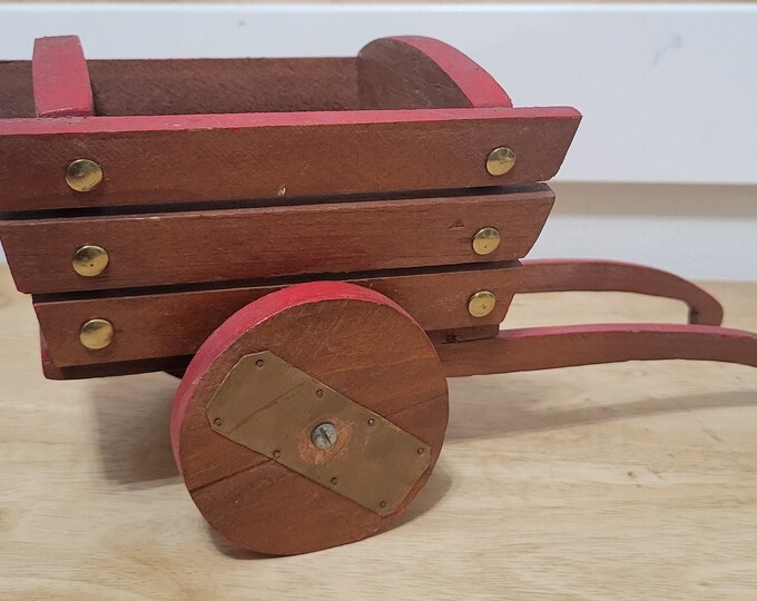 Primitive Hand Made, Wooden, 2 Wheeled Red Cart Toy - Etsy