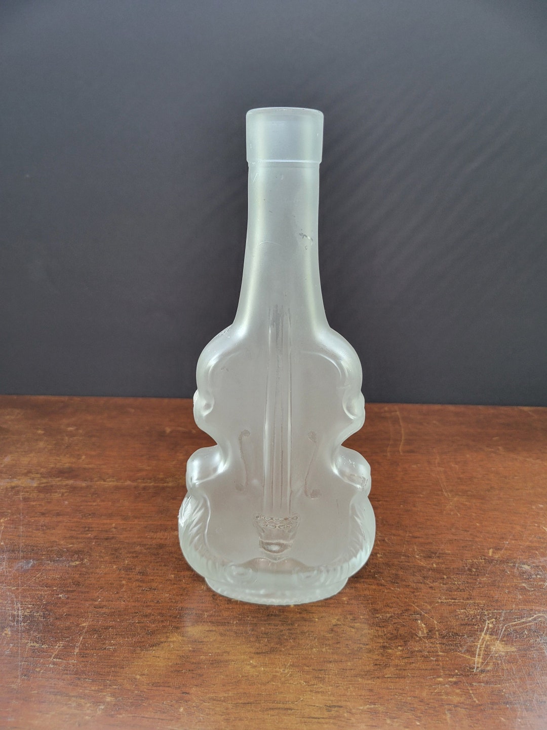 Vintage Frosted Glass Violin Bottle, Violin Viola Fiddle Vase. Glass ...