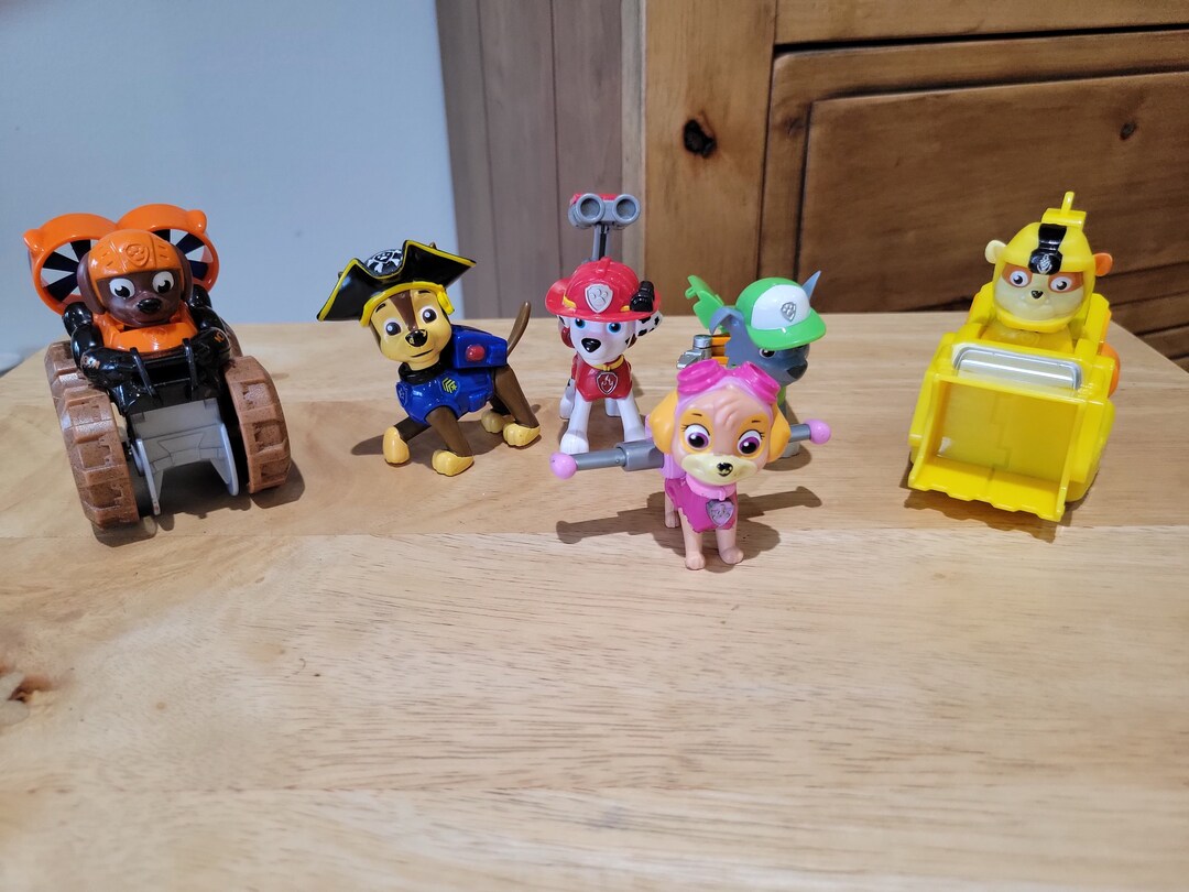 Set of 6 Paw Patrol Toys Rubble on a Dozer Skye Zooma on a - Etsy