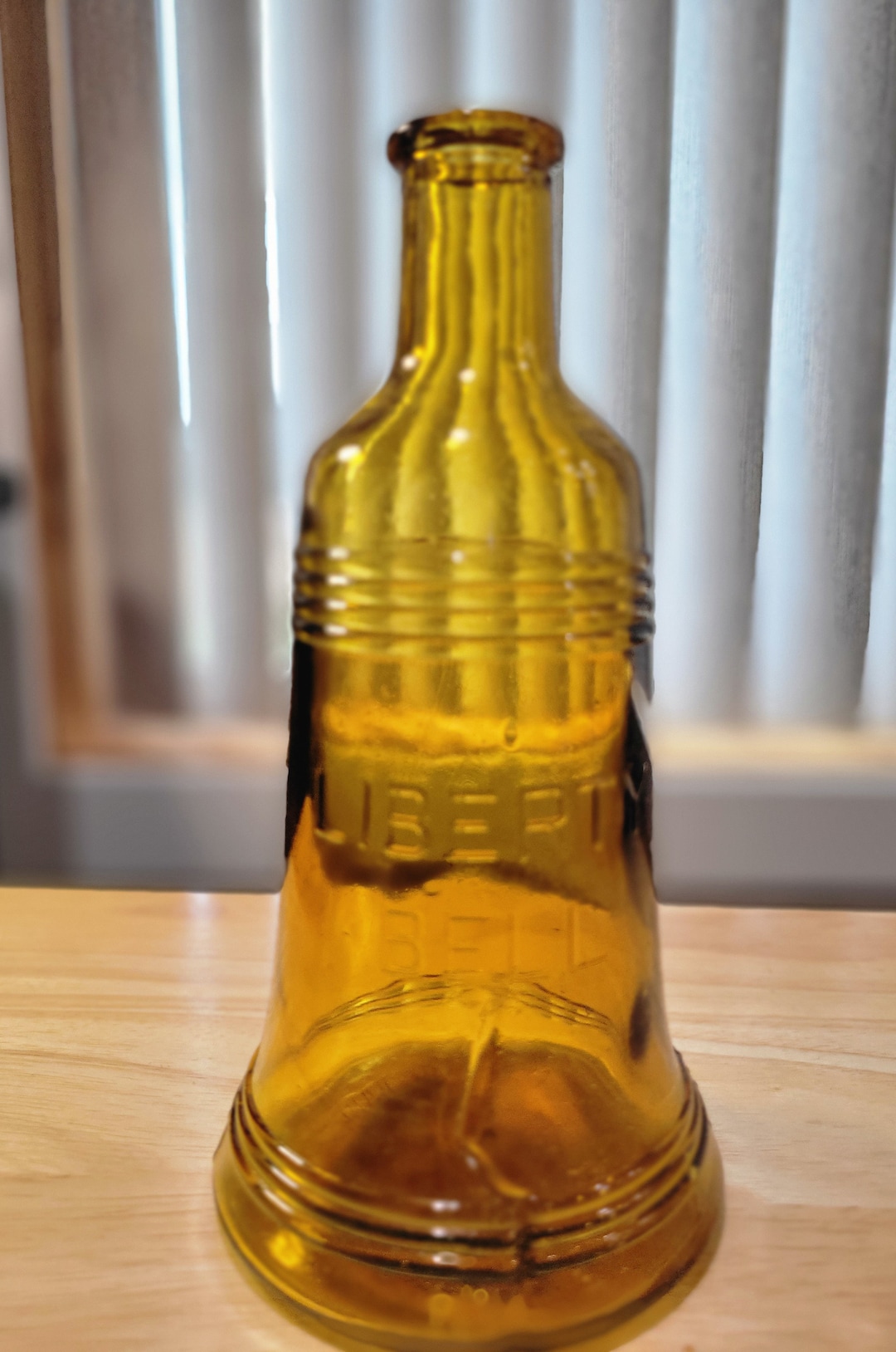Amber Glass Liberty Bell Replica Bottle Made in Taiwan 7.5 Inches X 3.5 ...