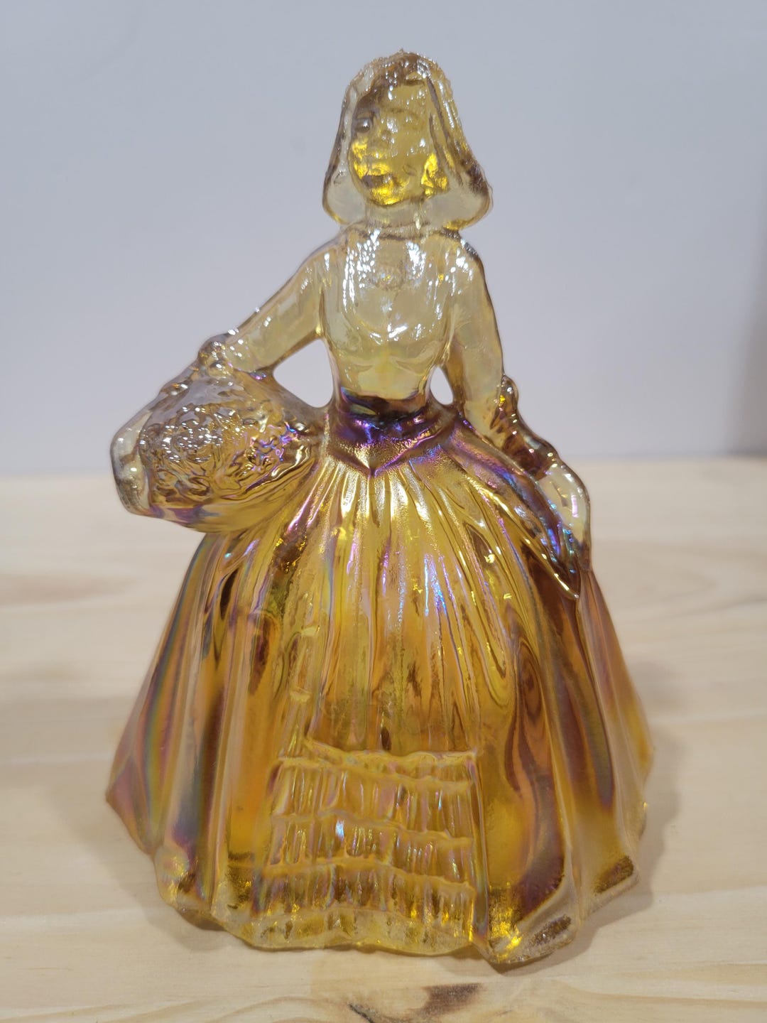 Vintage 1970s Wheatonware Amber Colonial Lady Figurine With Basket - Etsy