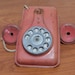 Vintage Red Metal Toy Telephone With Rotary Dial Pretend Play Circa 40 ...