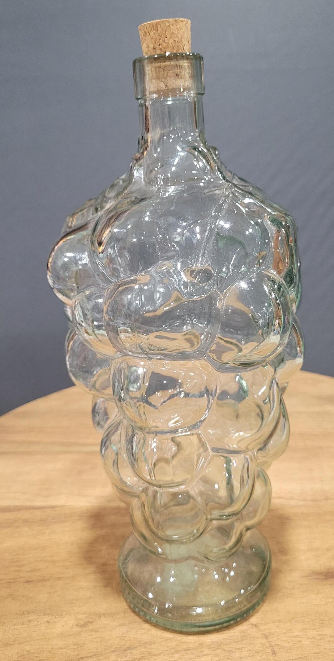 Vintage 10" Grape Cluster Bunch Glass Wine Bottle Decanter With Cork - Etsy