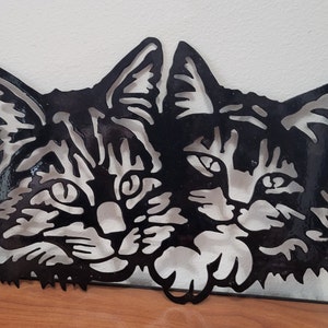 Metal Cat Head Sign Murals in Metal Double Cat Heads Custom Metal Art ...