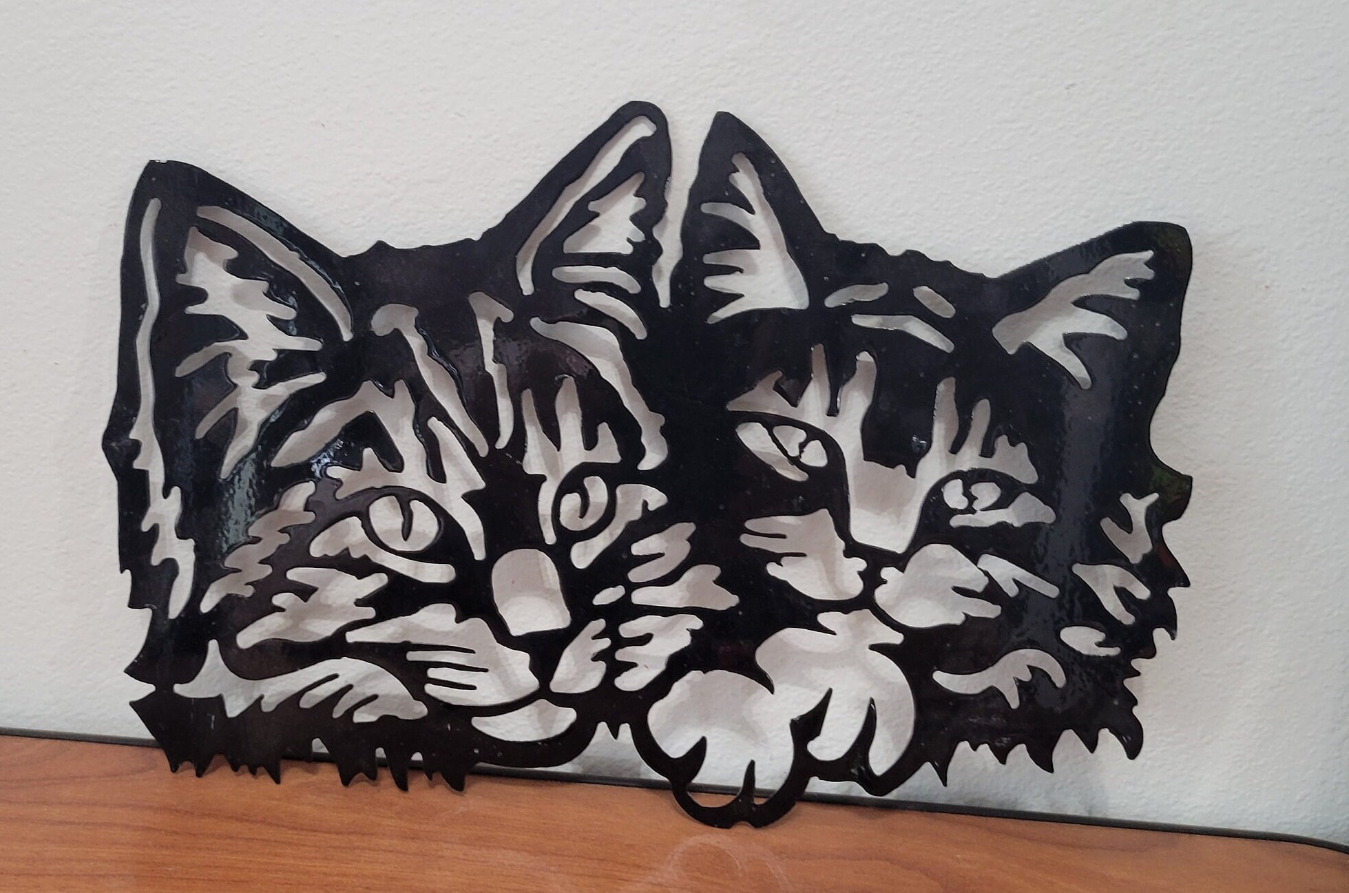 Metal Cat Head Sign Murals in Metal Double Cat Heads Custom Metal Art ...