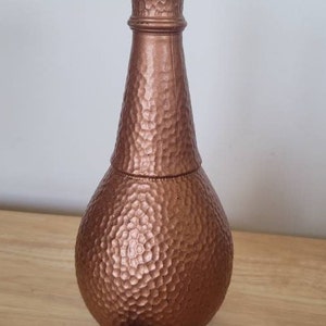 Vintage Faux Hammered Copper Glass Liquor Decanter, Genie Bottle Shape ...