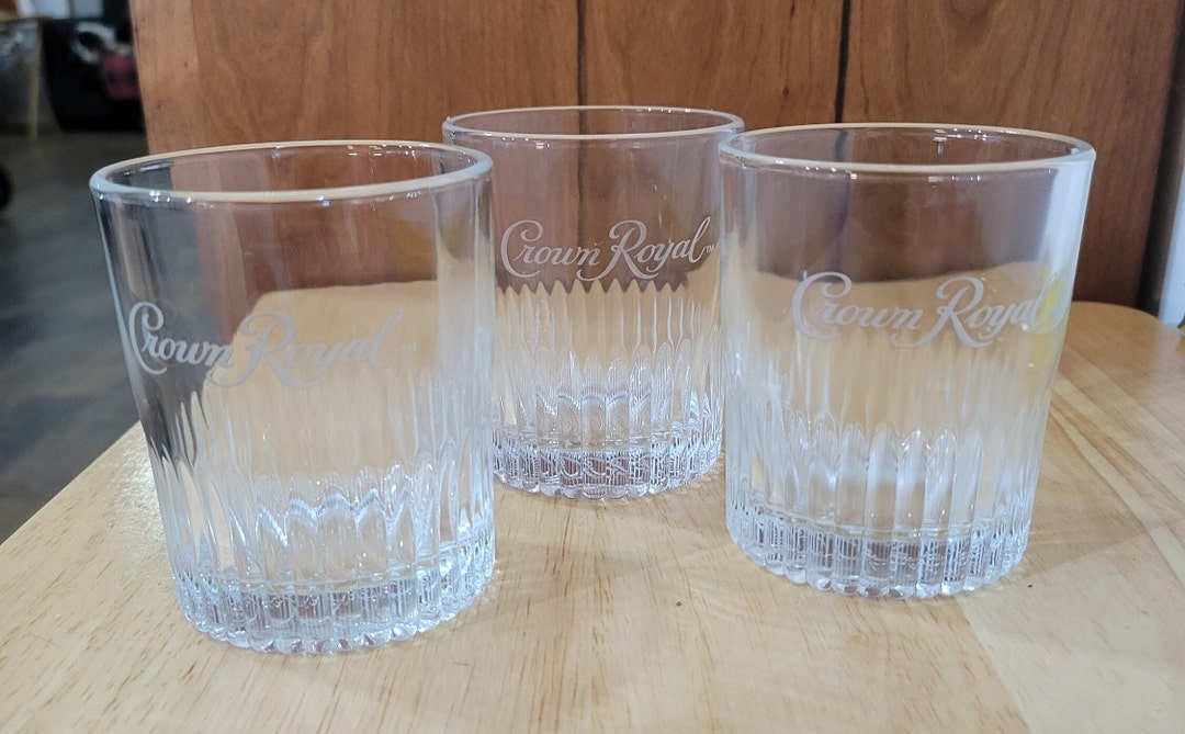 Vintage Crown Royal Whiskey Etched Glasses Set of 3 on the Rocks, Old ...
