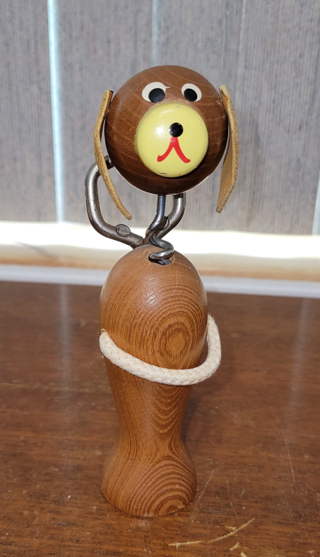 Vintage Wooden Dog Puppy Bar Tool Corkscrew & Bottle Opener Made in ...